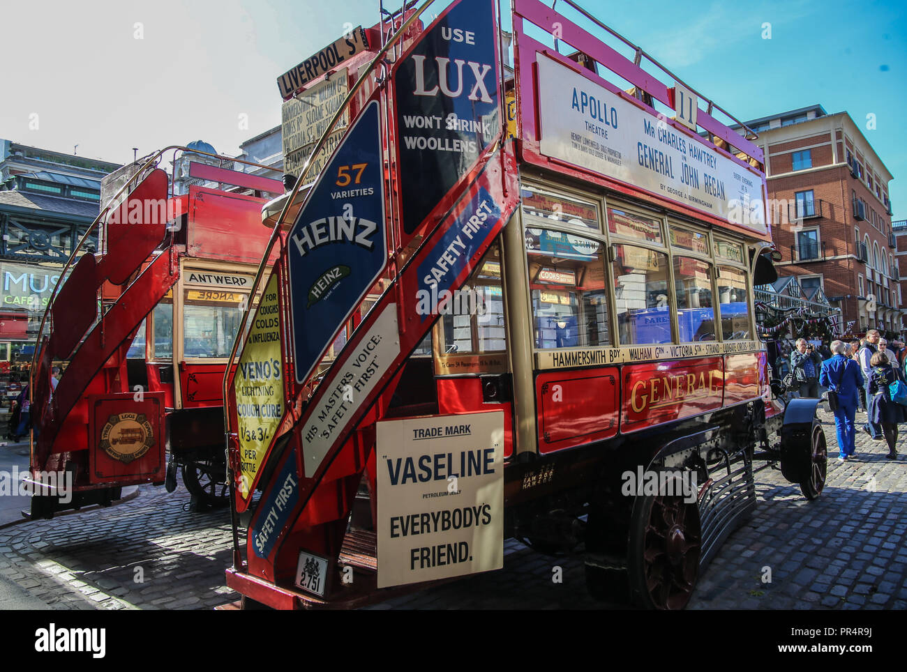 London, UK 29 September 2018 Four first World War battle buses were on ...
