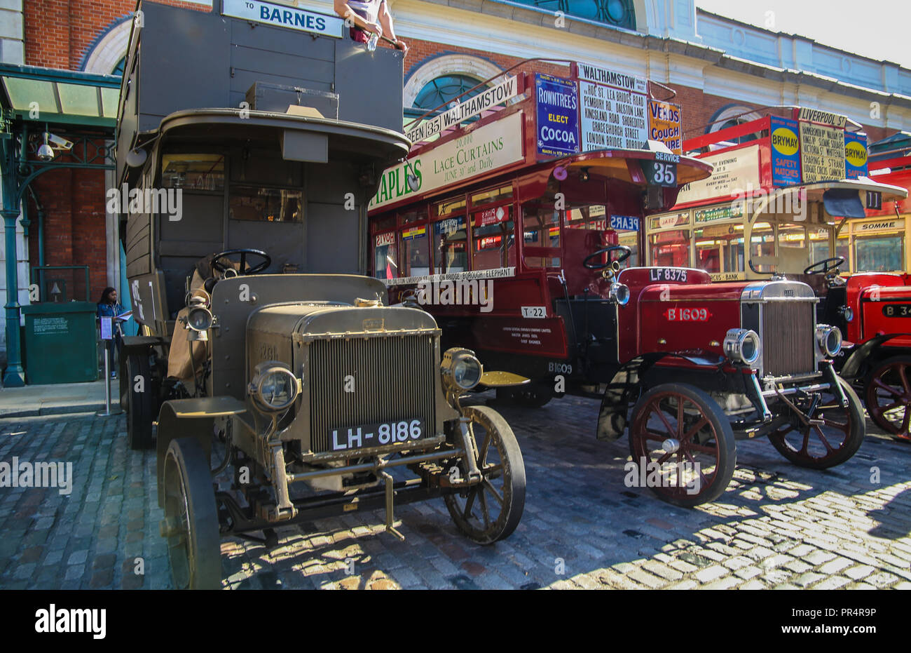 London, UK 29 September 2018 Four first World War battle buses were on ...