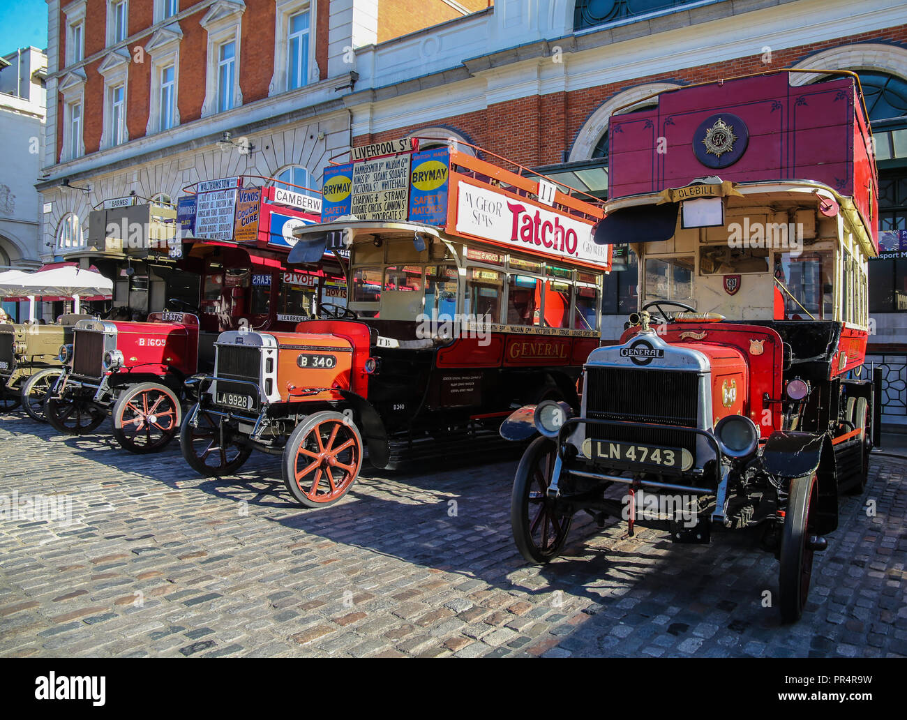 London, UK 29 September 2018 Four first World War battle buses were on ...
