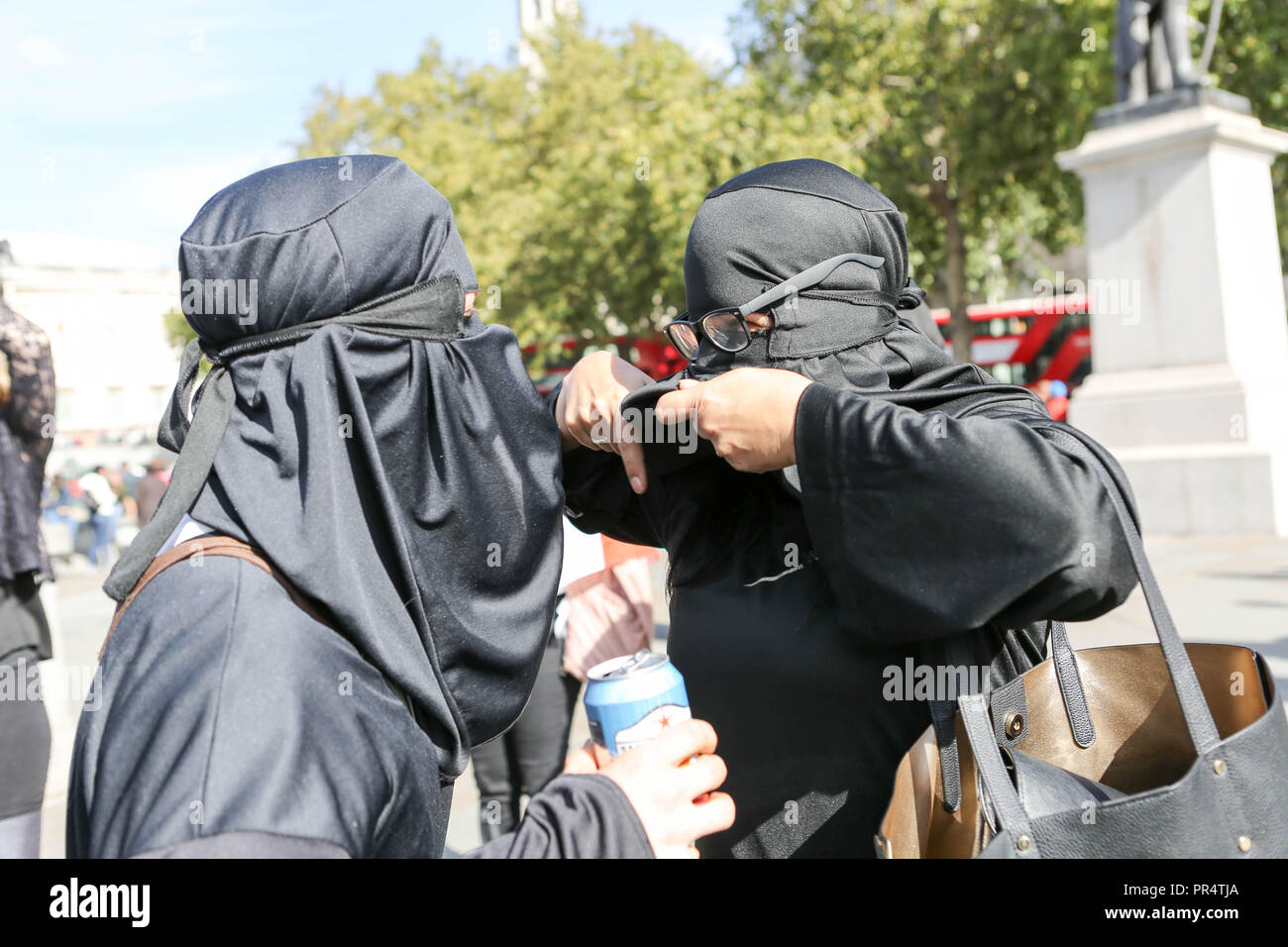 29th Sept, 2018. Protesters at Trafalgar Square, organised by James ...
