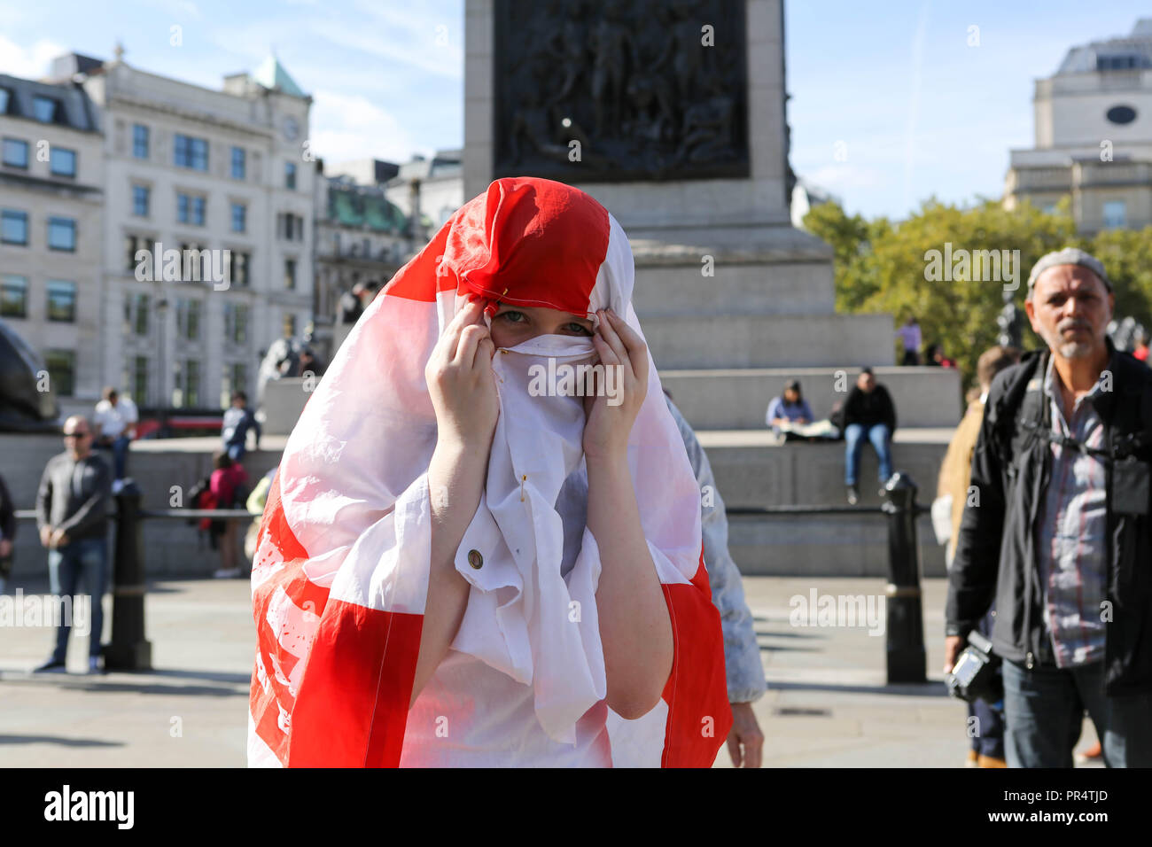 29th Sept, 2018. Protesters at Trafalgar Square, organised by James ...