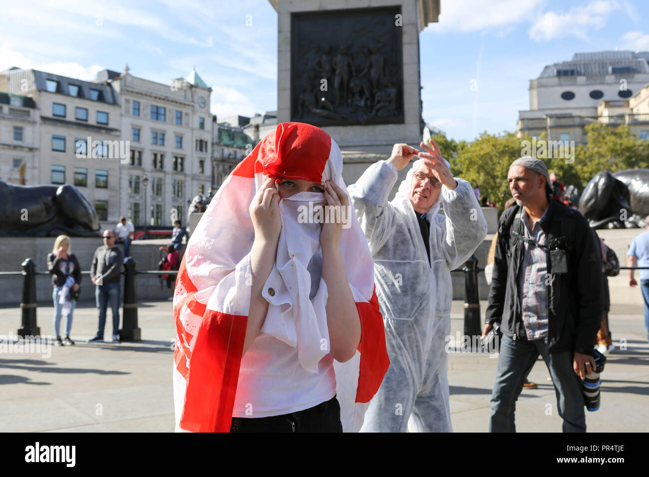 29th Sept, 2018. Protesters at Trafalgar Square, organised by James ...