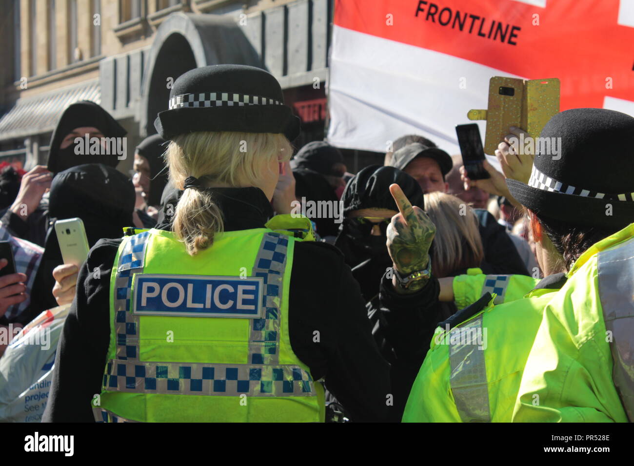 Newcastle, UK. 29th September 2018. North East Front line Patriots demonstration by calling for ...