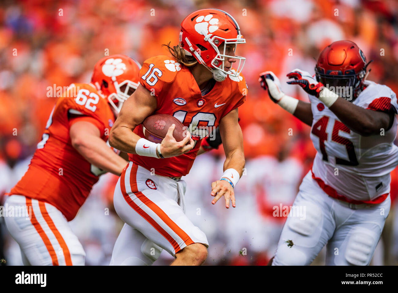 Clemson Tigers quarterback Trevor Lawrence (16) during the NCAA college ...
