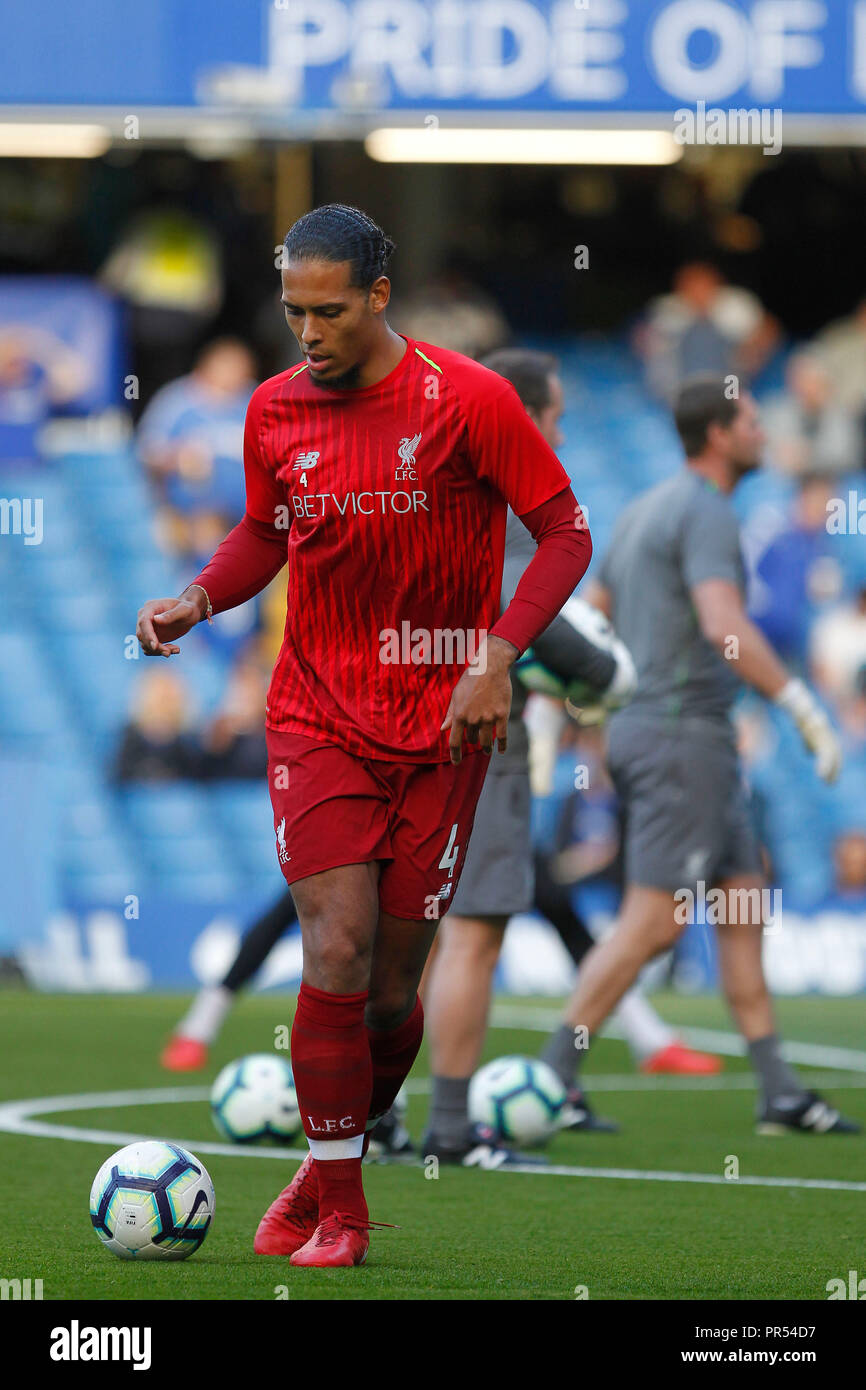 Virgil van Dijk of Liverpool warms up during the Premier League match ...