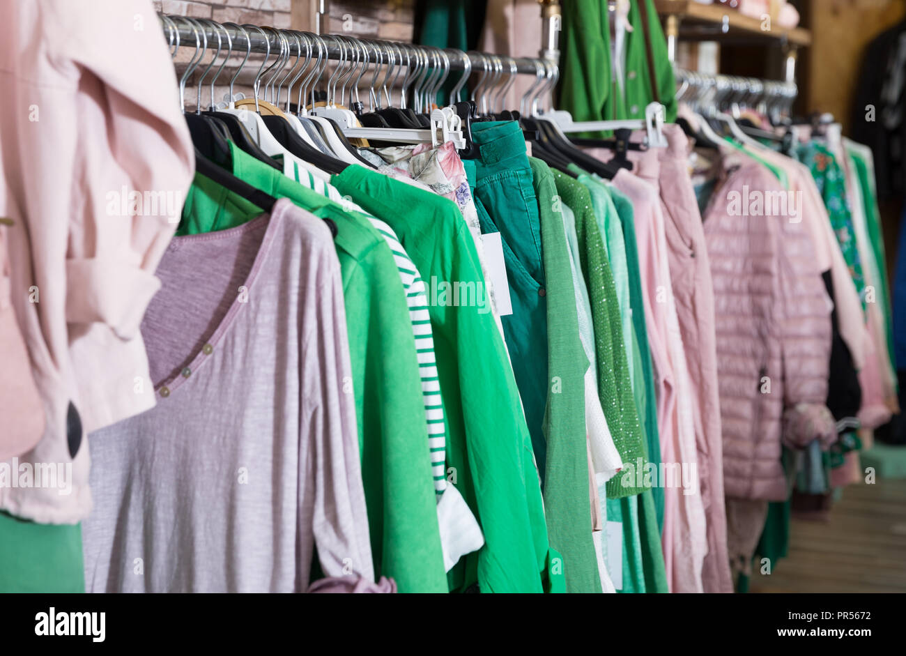 Illustration of fashionable collection clothes in the store Stock Photo ...