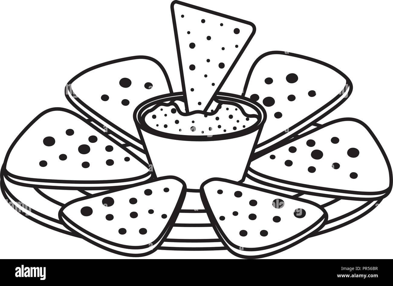 delicious mexican nachos with cheese sauce vector illustration design ...
