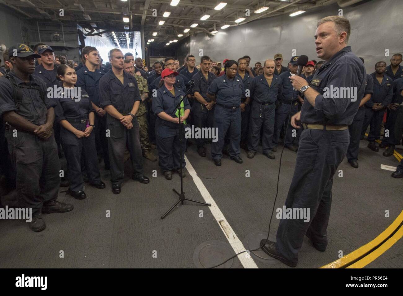 ATLANTIC OCEAN (Sep. 16, 2018) Cmdr. Brian Hamel, commanding officer of ...