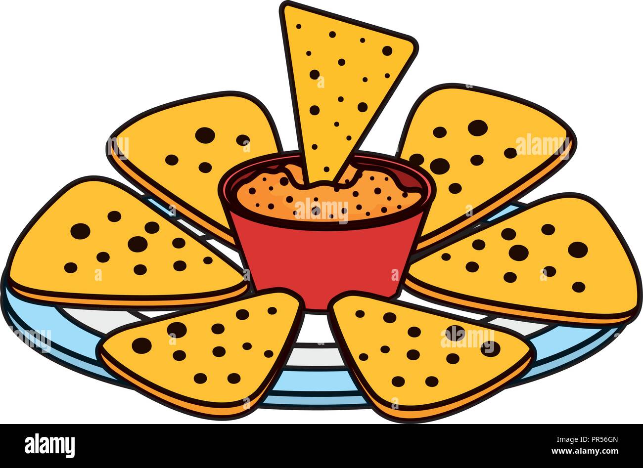 delicious mexican nachos with cheese sauce vector illustration design ...