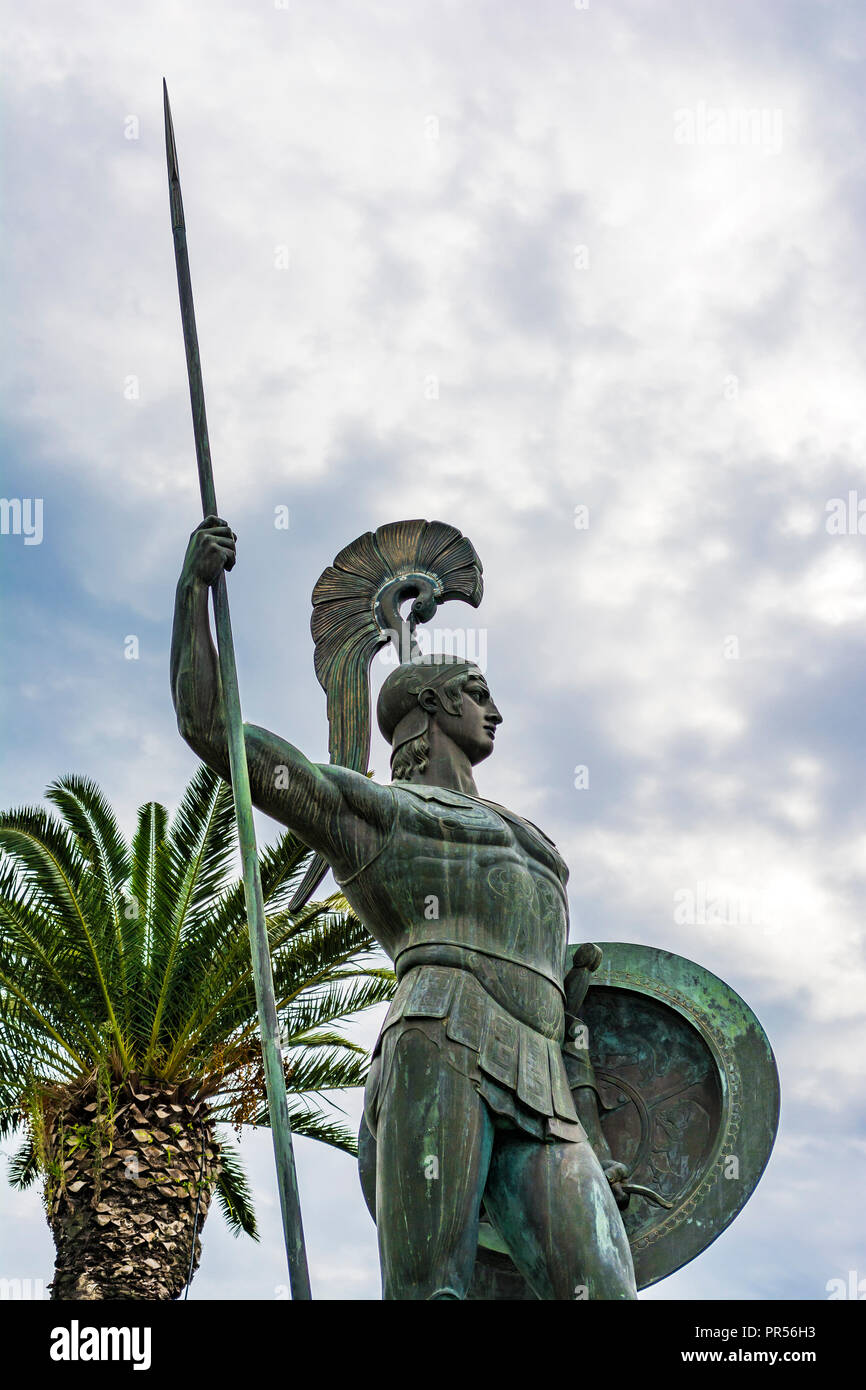 Achilleion palace, Corfu, Greece - August 24, 2018: Statue of Achilles ...