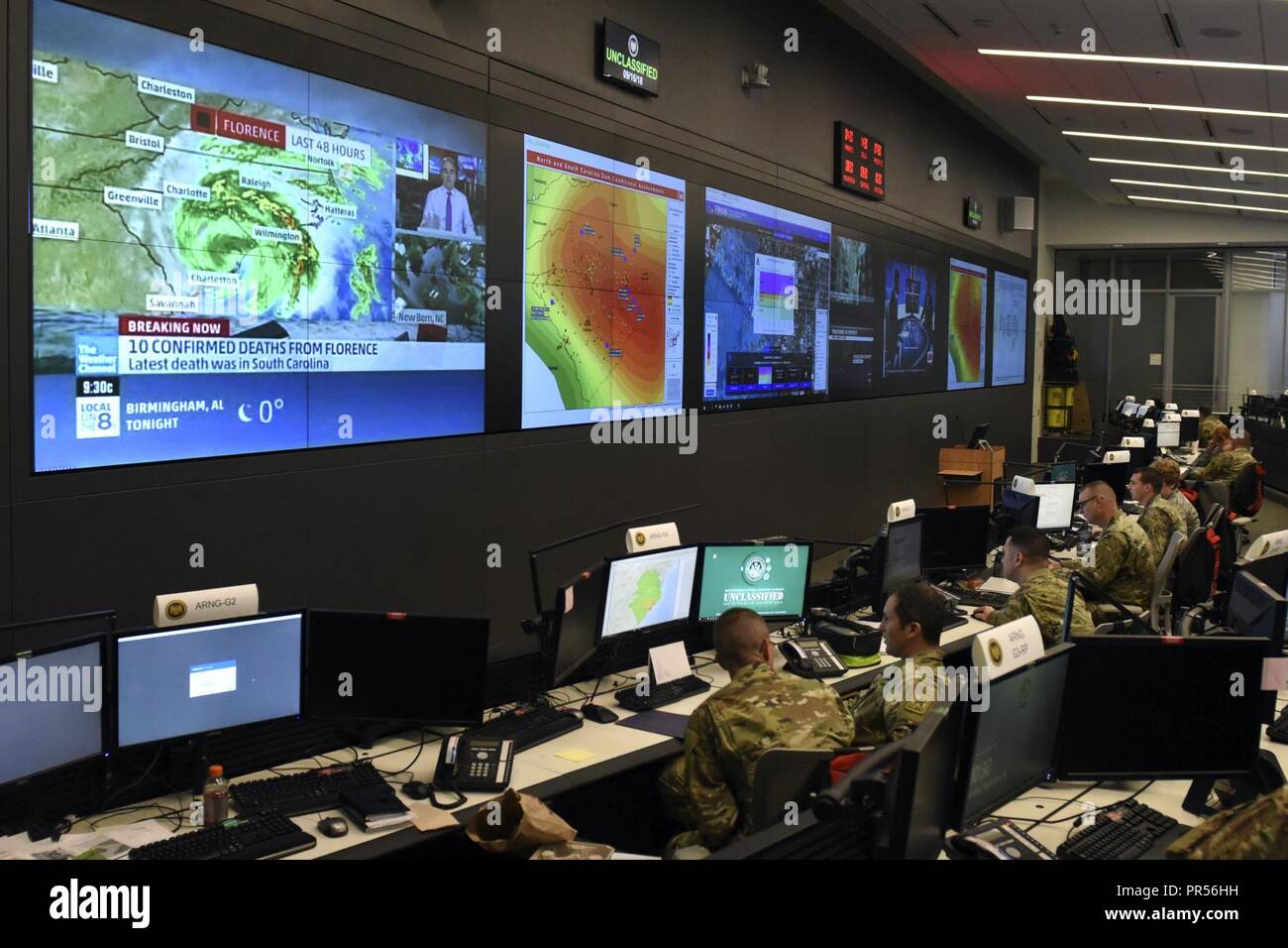 National Guard members at the National Guard Coordination Center, seen ...