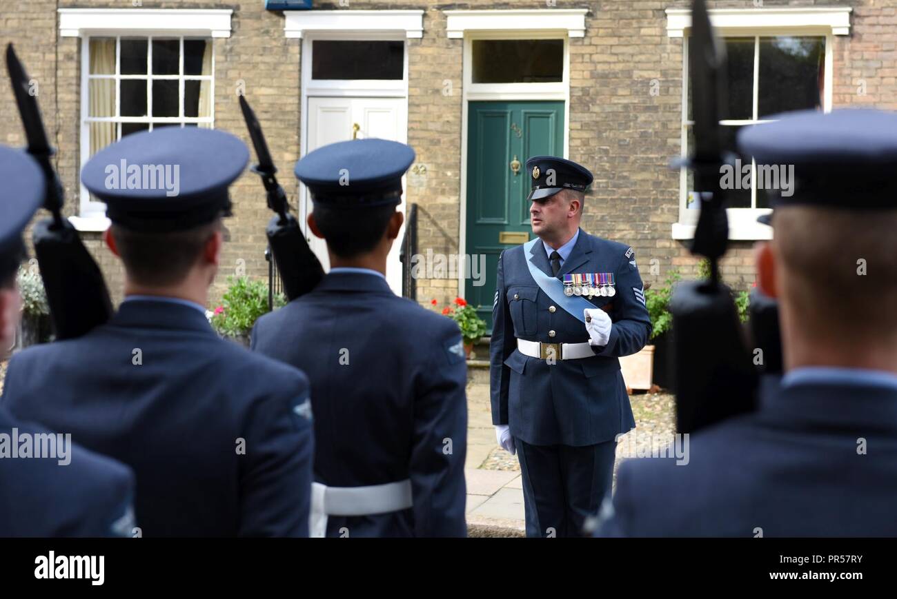 Royal Air Force personnel stand in formation during a Battle of Britain ...