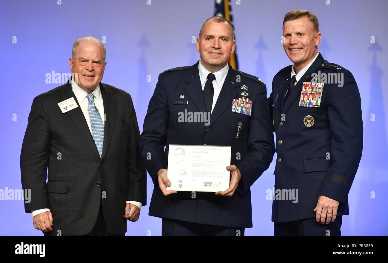 Lt. Col. Craig Bailey recieves the Larry D. Welch Award during the AFA ...