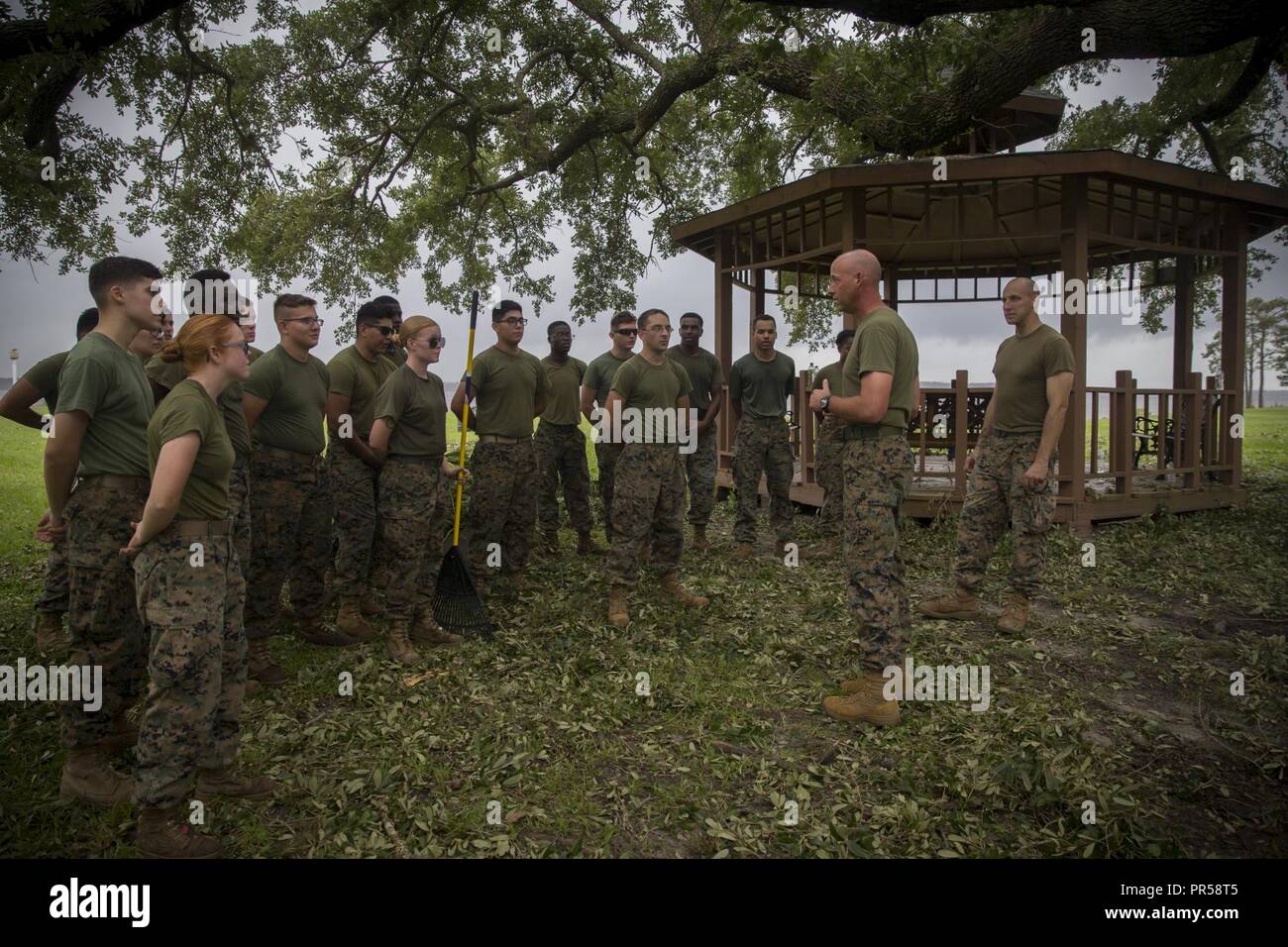U.S. Marine Corps Sgt. Maj. Steven L. Lunsford, right, sergeant major ...