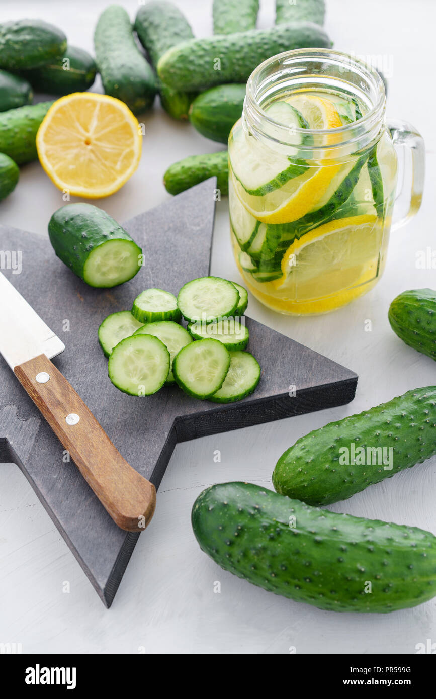 cutting Board in the form of stars. Summer cocktail cucumber lemonade ...