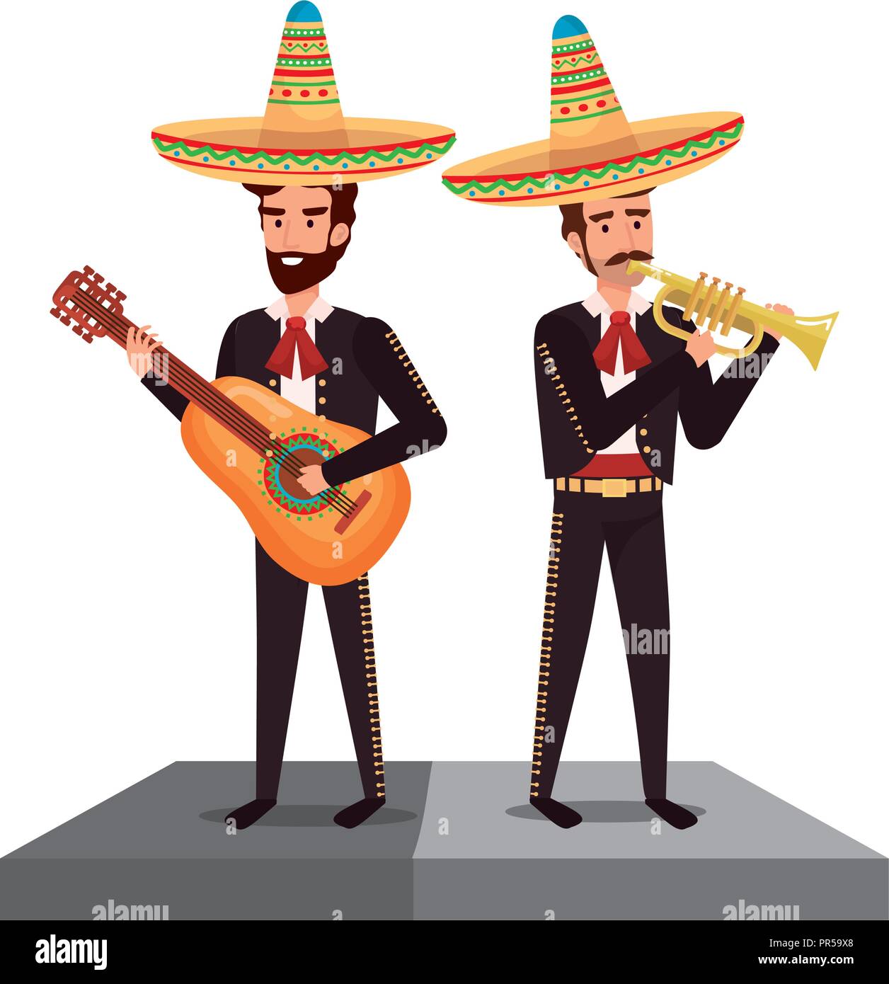 traditional mexican mariachis characters vector illustration design ...