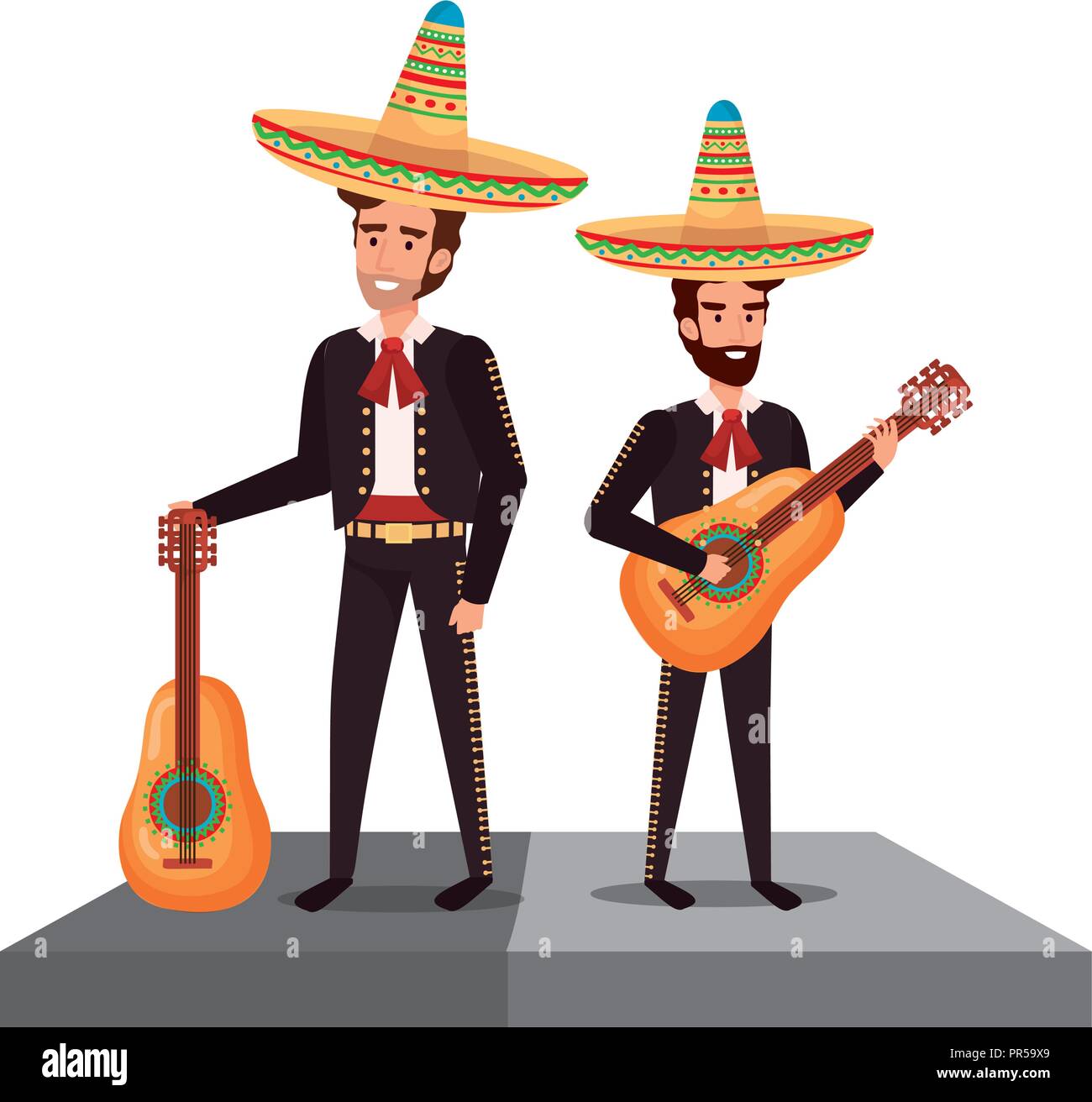 traditional mexican mariachis characters vector illustration design ...