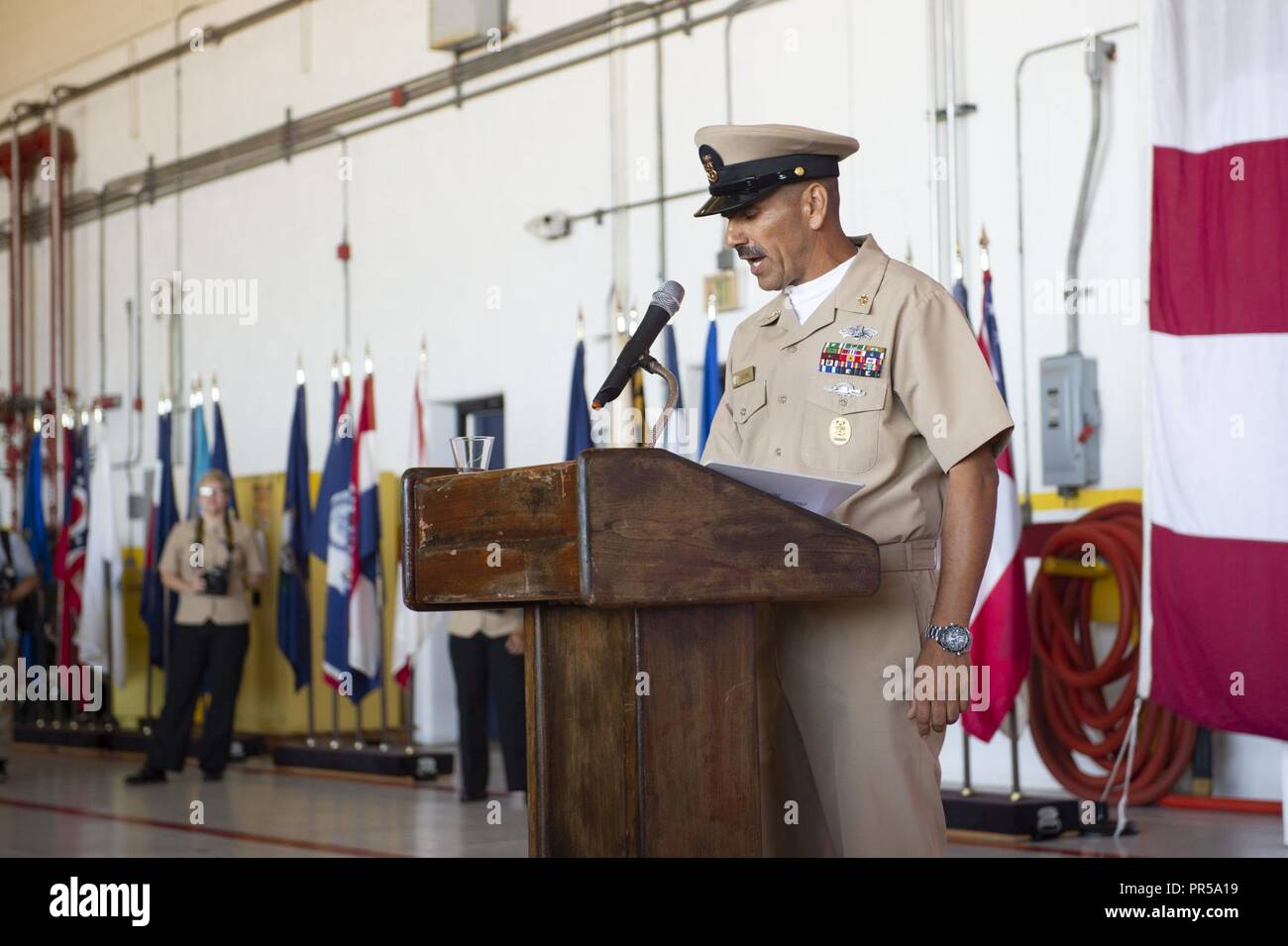 POINT MUGU, Calif. (Sept. 14, 2018) Command Master Chief Alonso Cadena ...