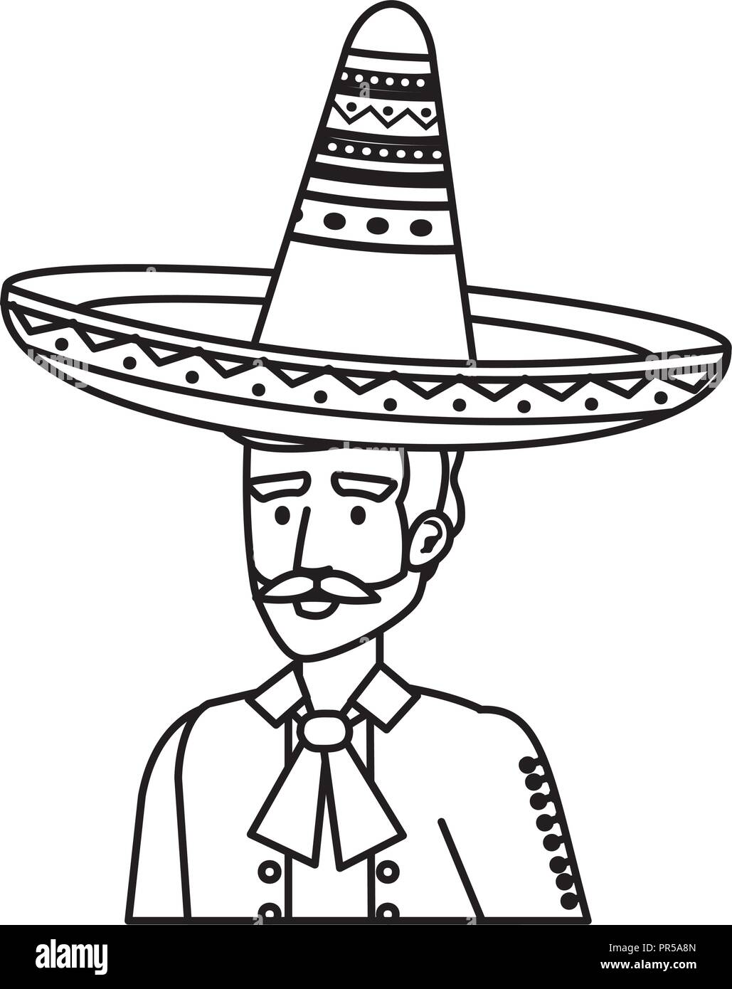 traditional mexican mariachi character vector illustration design Stock ...