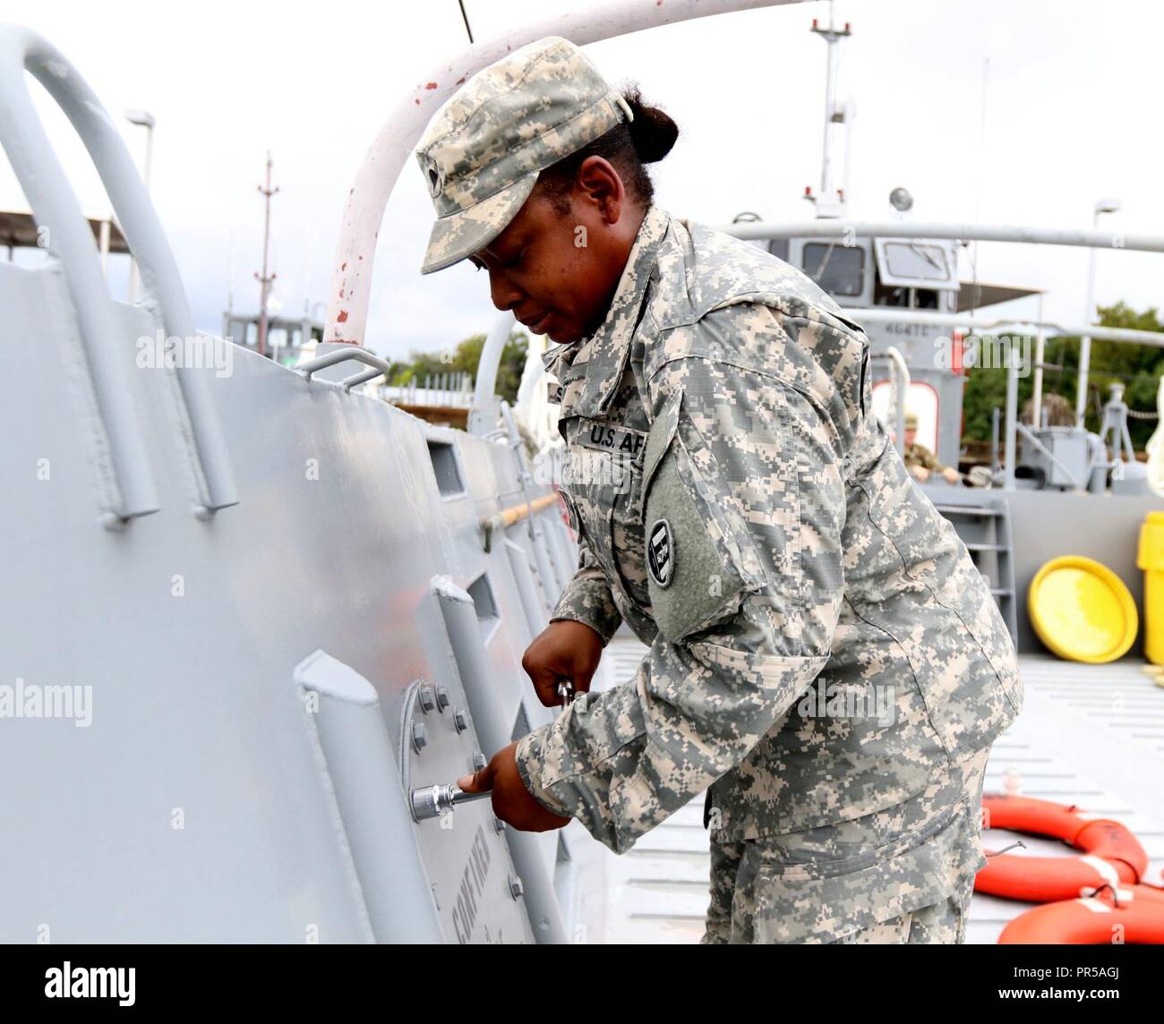 U.S. Army Reserve Spc. Melissa Simmons, a watercraft operator with ...