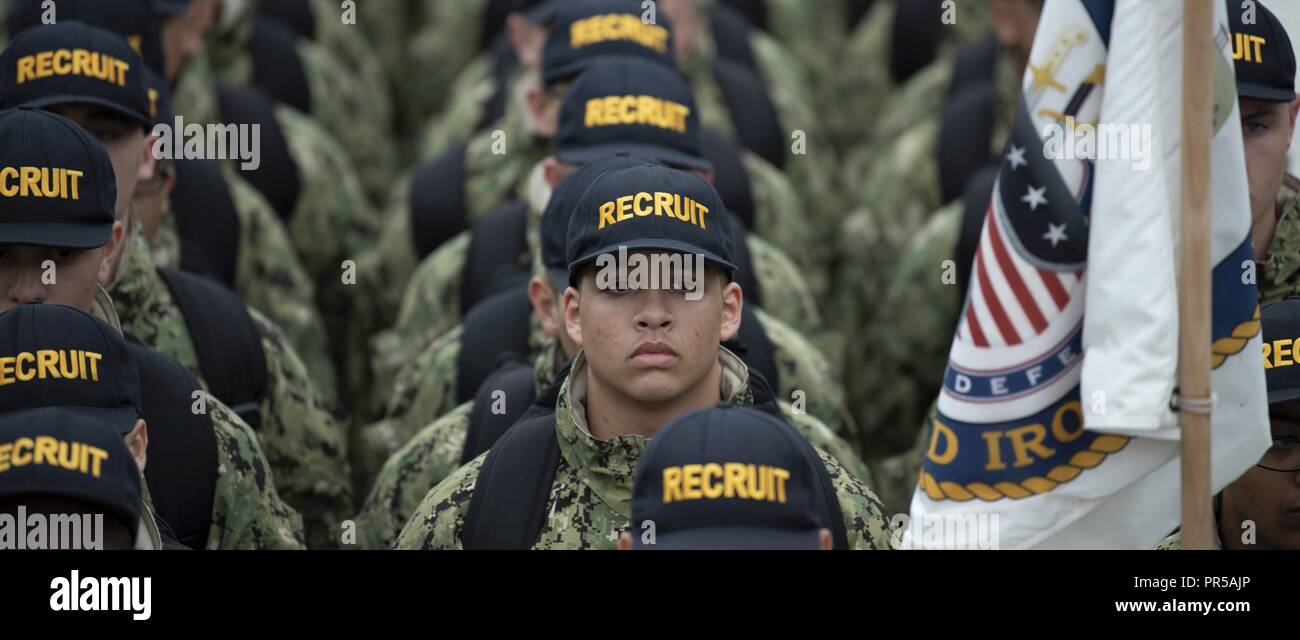 GREAT LAKES, Ill. (Sept. 18, 2018) Recruits march in formation at ...