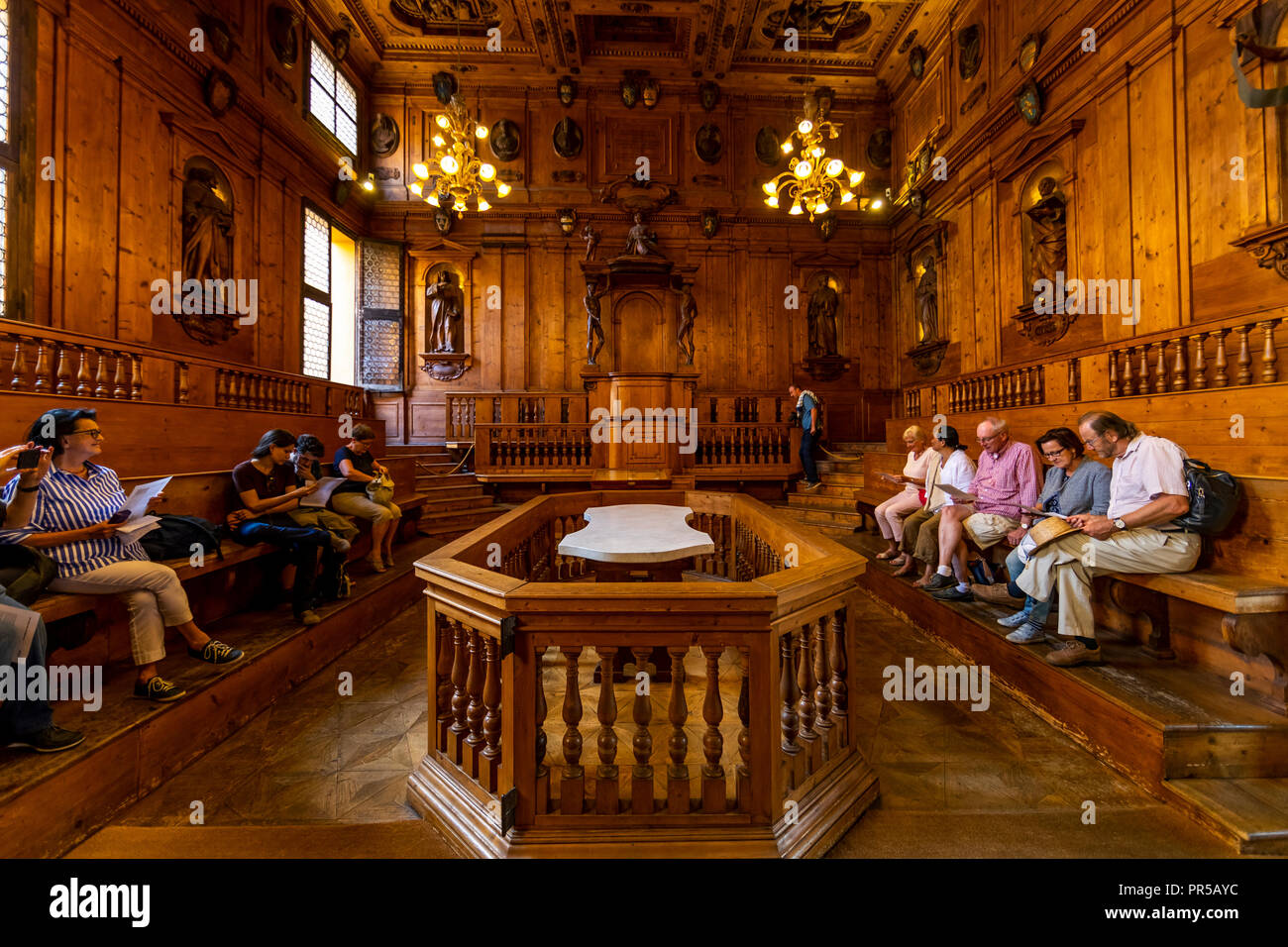 Anatomical theatre of the Archiginnasio, where scholars taught anatomy ...