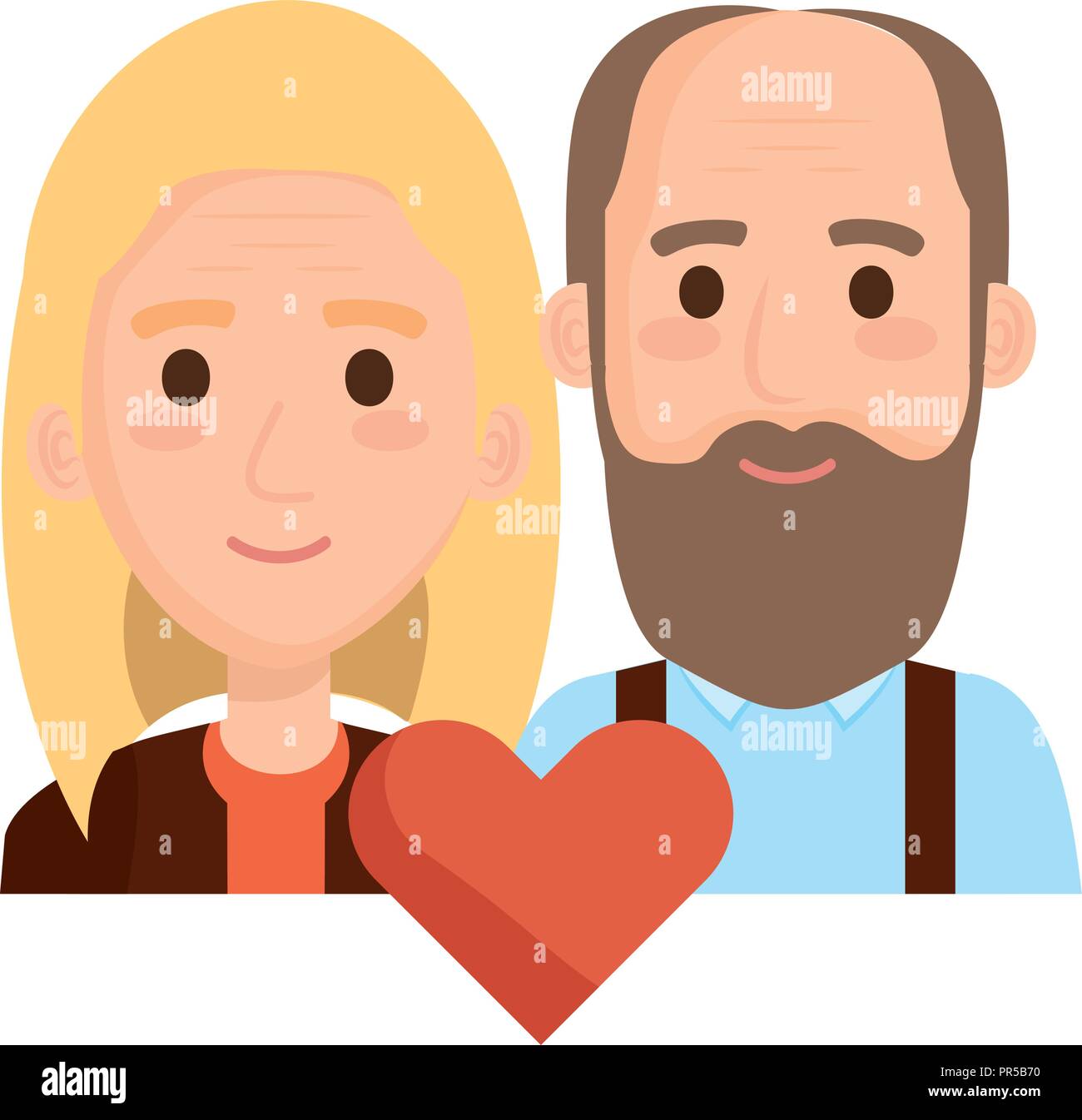 old couple lovers with heart avatars characters vector illustration ...