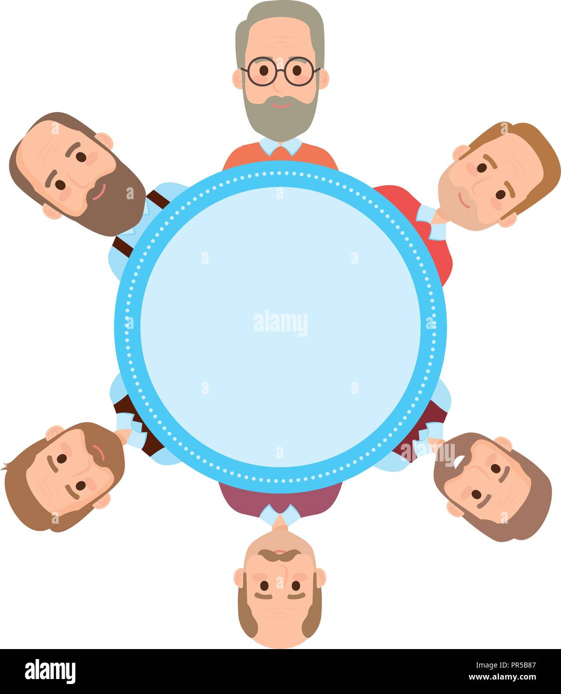 group old men around circle avatars characters vector illustration ...