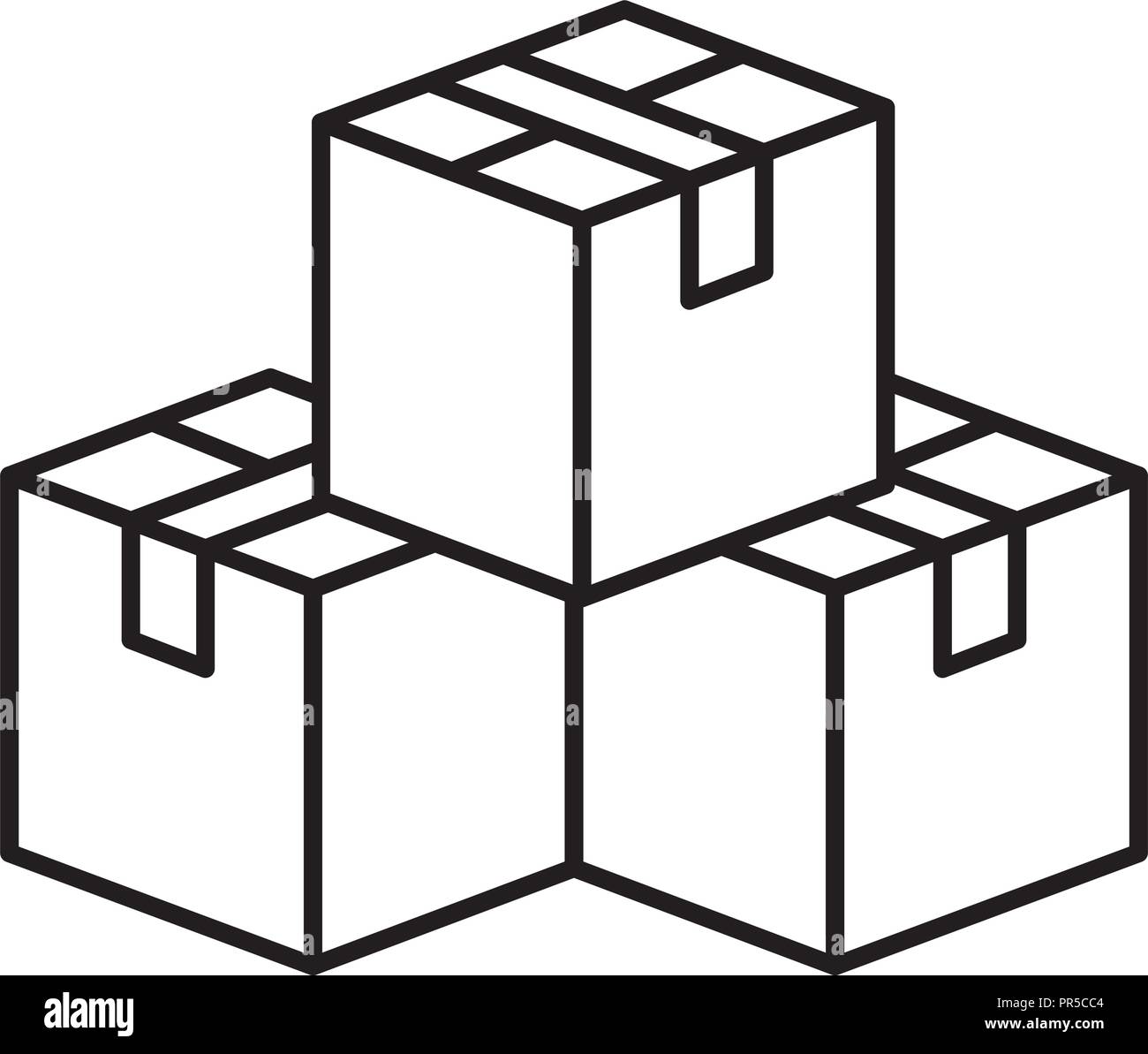 pile boxes carton delivery service vector illustration design Stock ...