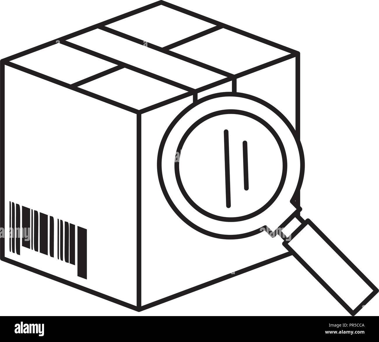 Packing Box Carton With Magnifying Glass Vector Illustration Design packing-box-carton-with-magnifying-glass-vector-illustration-design