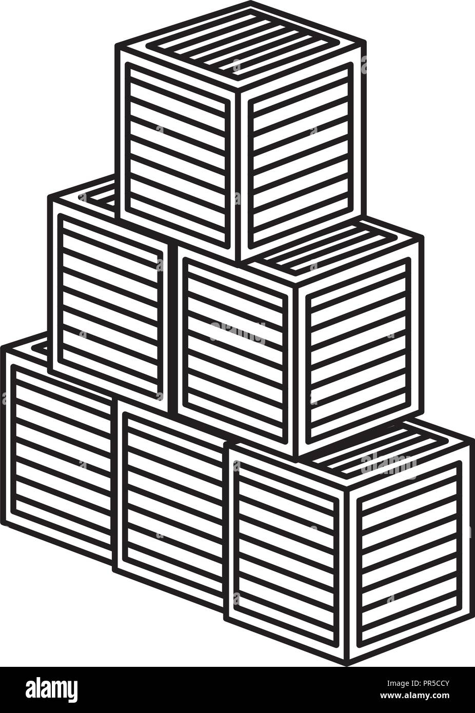 pile boxes wooden delivery service vector illustration design Stock ...