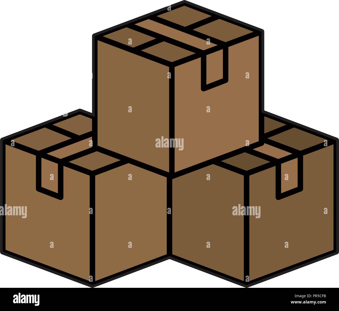 pile boxes carton delivery service vector illustration design Stock ...