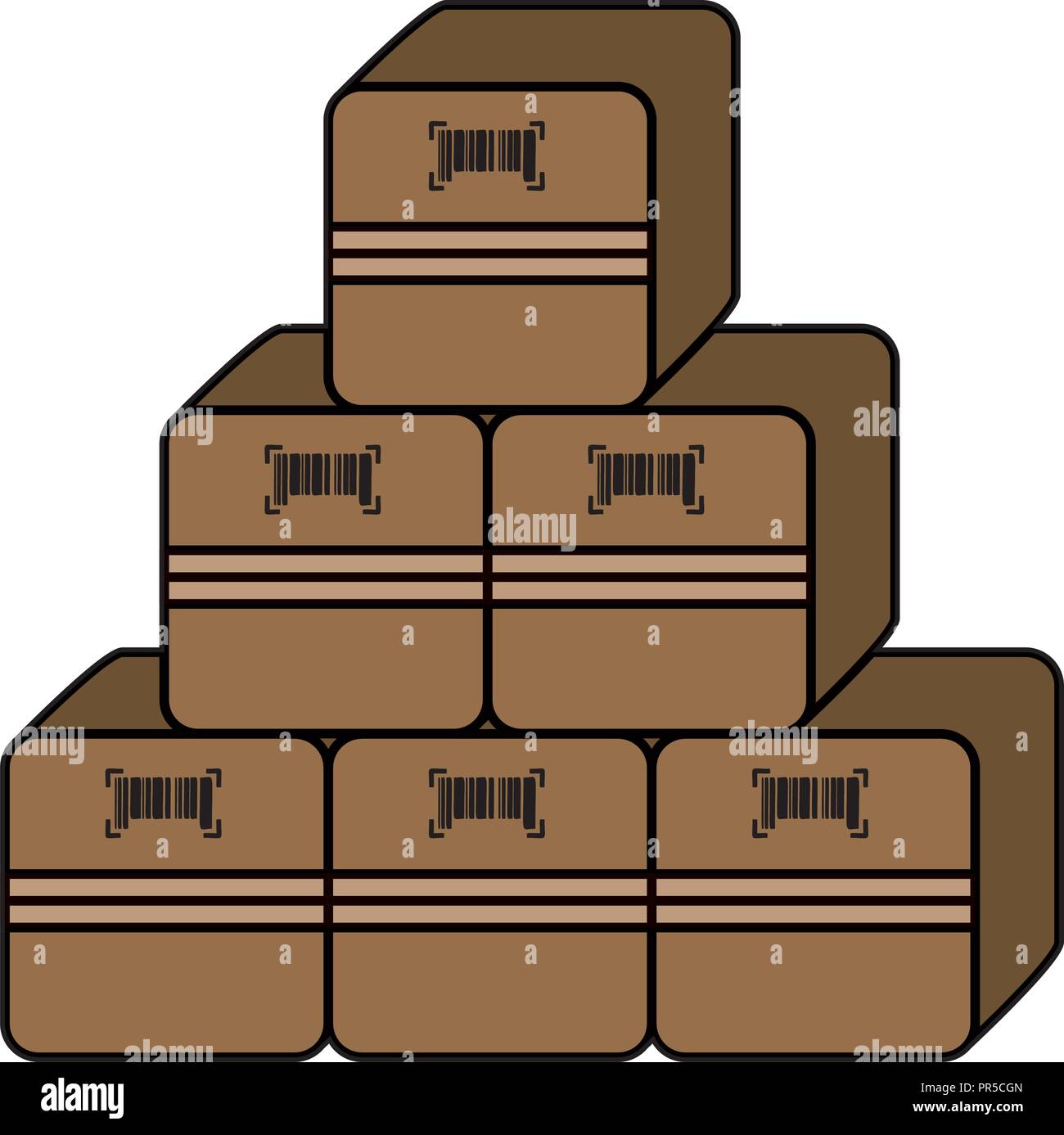 pile boxes carton with bars codes vector illustration design Stock ...