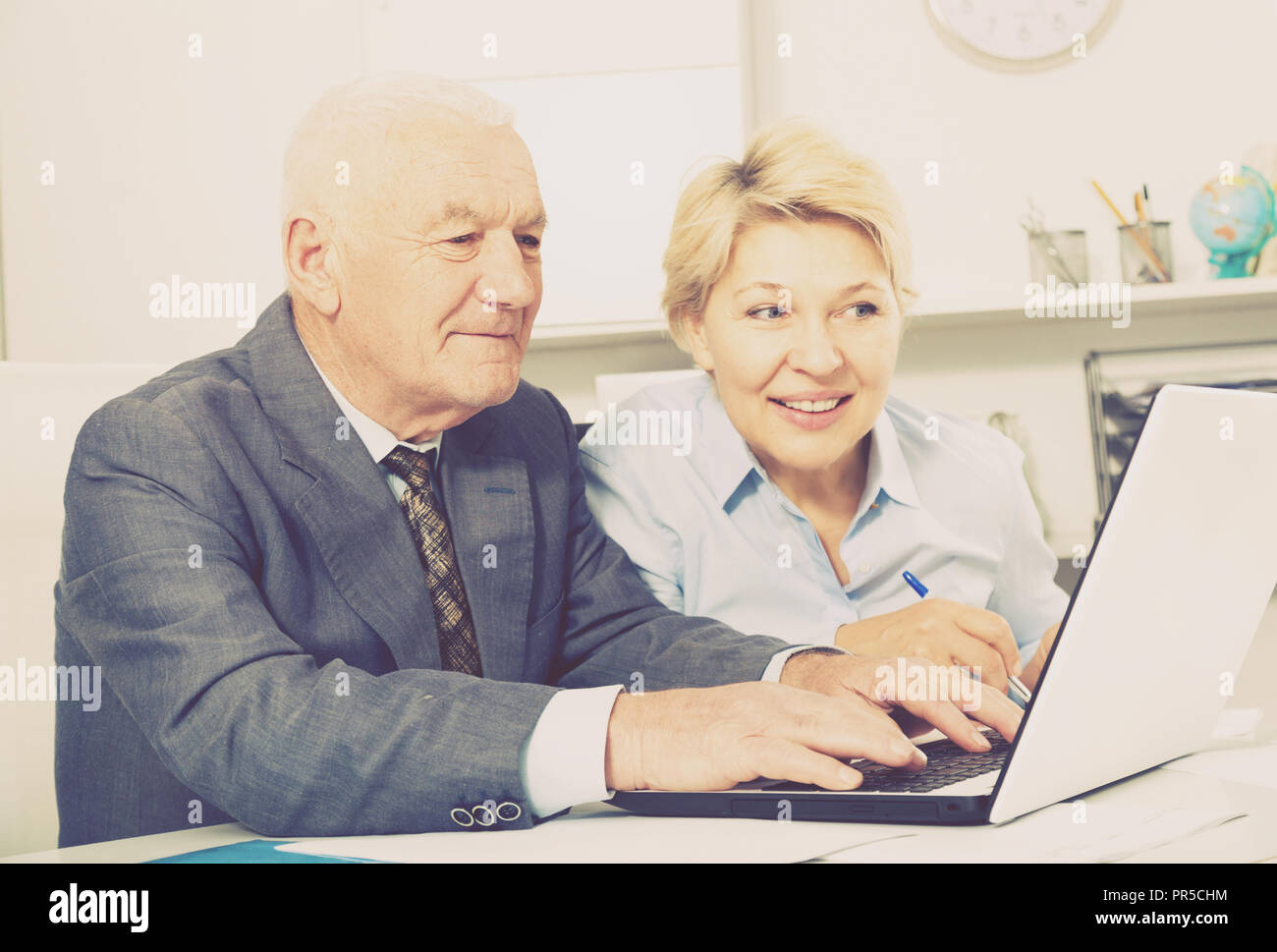 Employees having productive day at work on business project in office ...