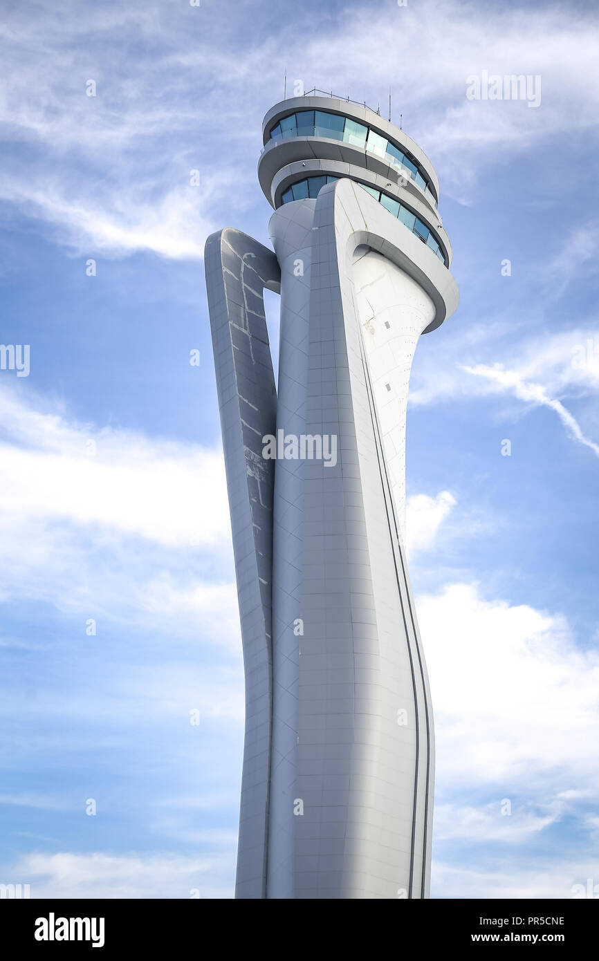 Air traffic control tower of Istanbul new Airport, Turkey Stock Photo ...