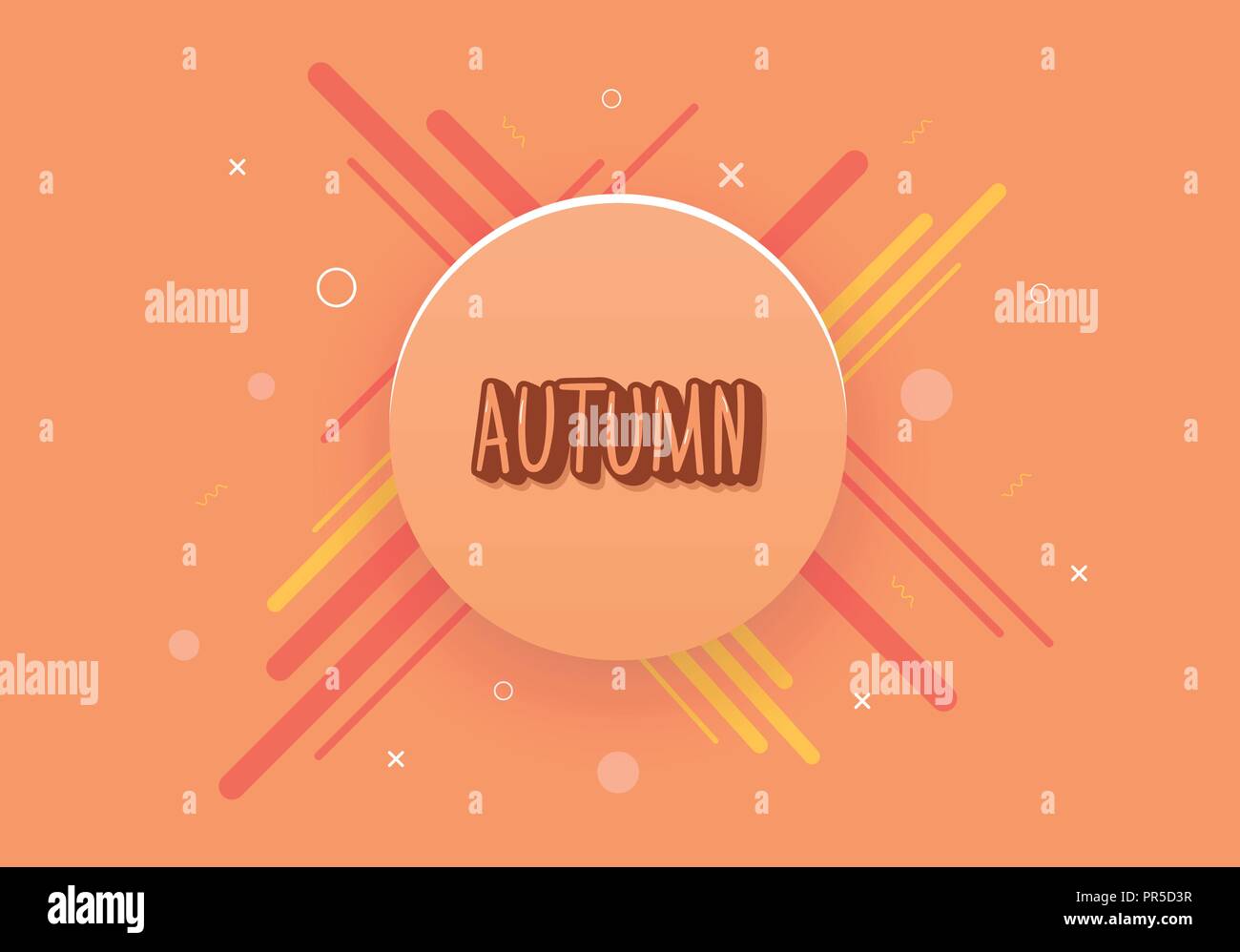 Autumn template. Handwritten lettering with geometric decoration ...