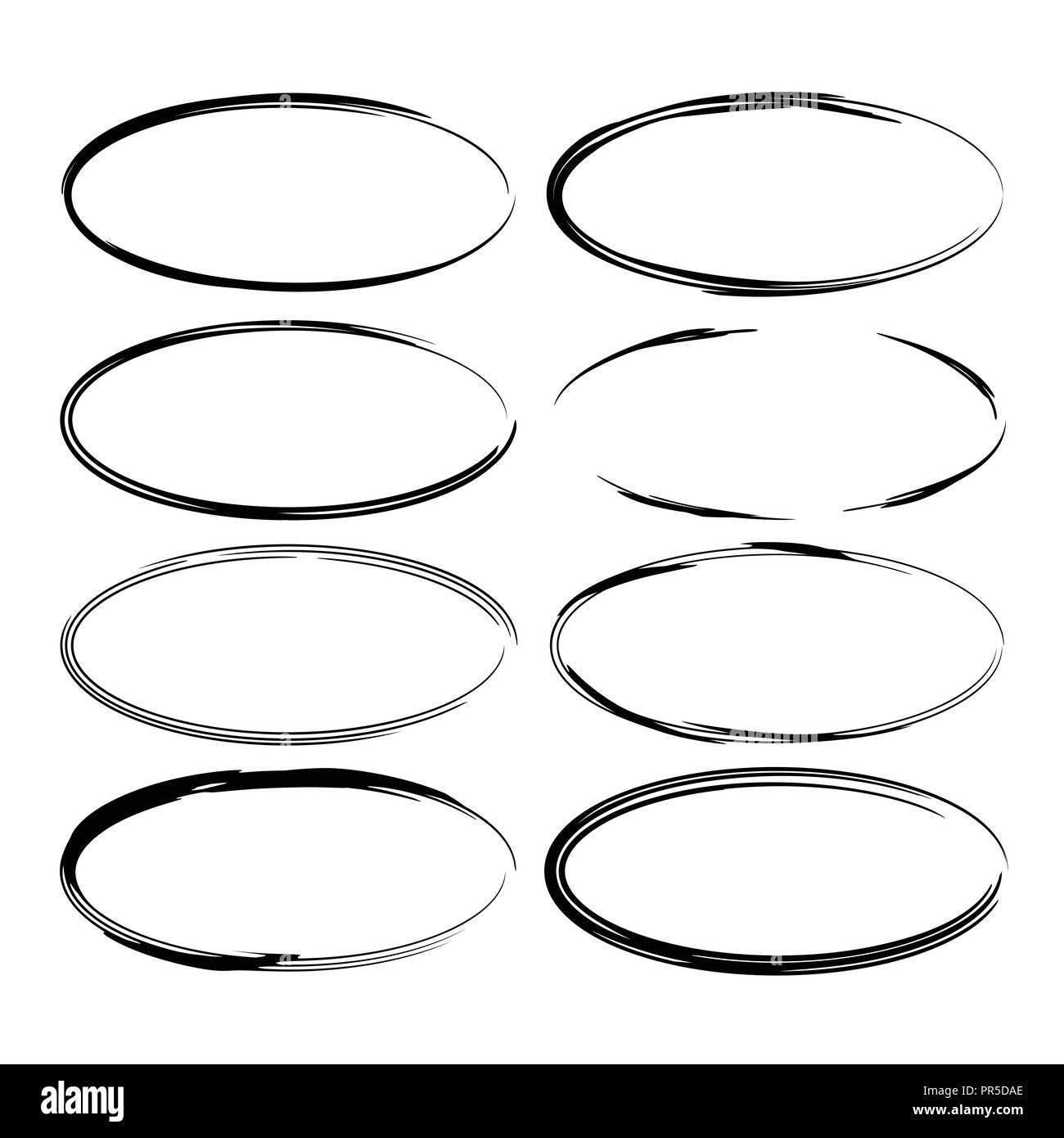 Set of grunge frames. Empty circlular borders isolated. Vector ...