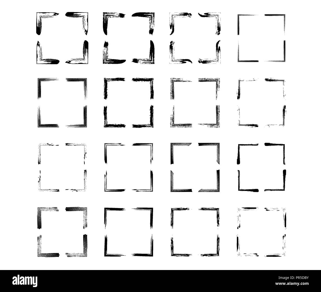 Vector set of square empty borders. Collection of black rectangle ...