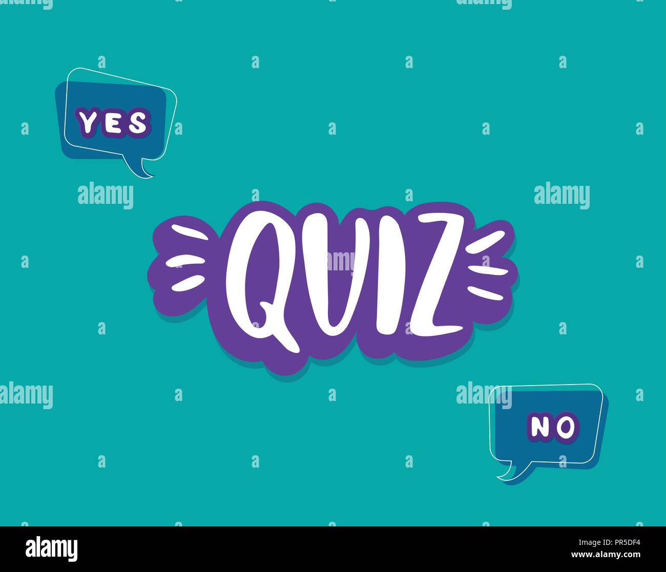Quiz sticker. Handwritten lettering with speech bubble. Template for ...