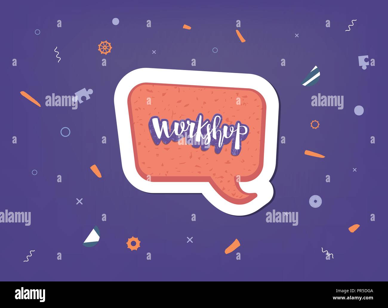 Workshop announcement composition. Template with handwritten lettering ...