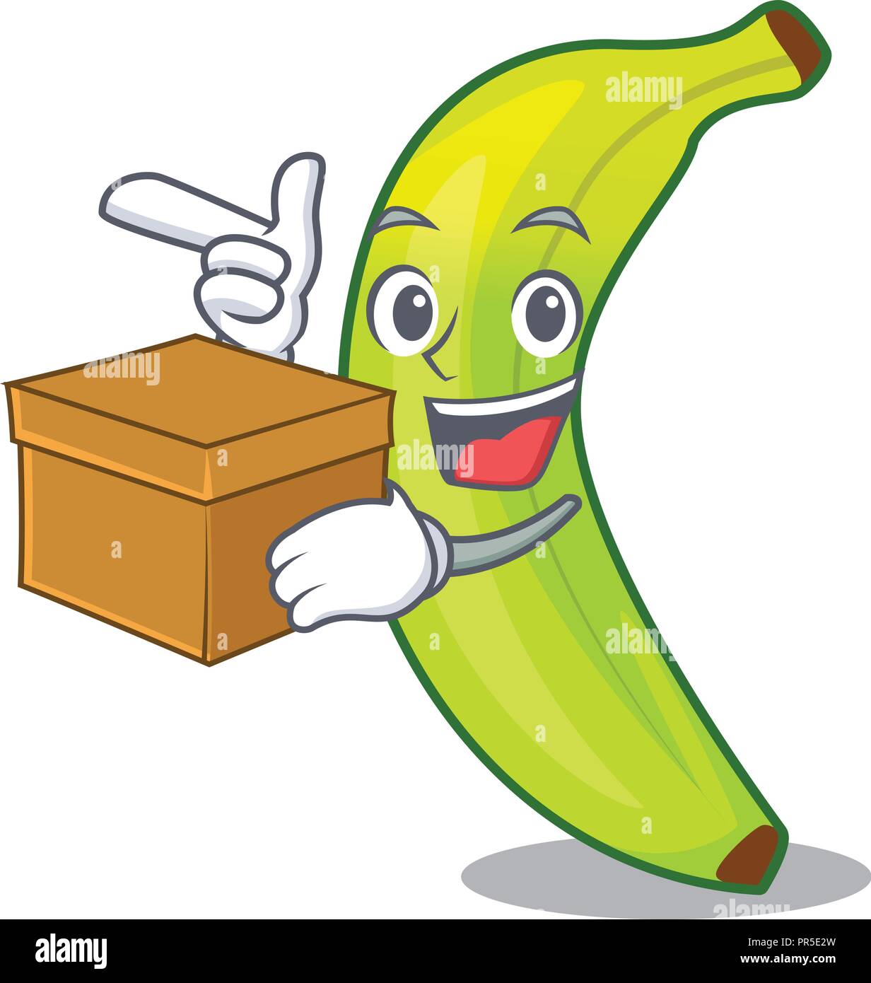 With box character natural fruit fresh green banana Stock Vector Image ...