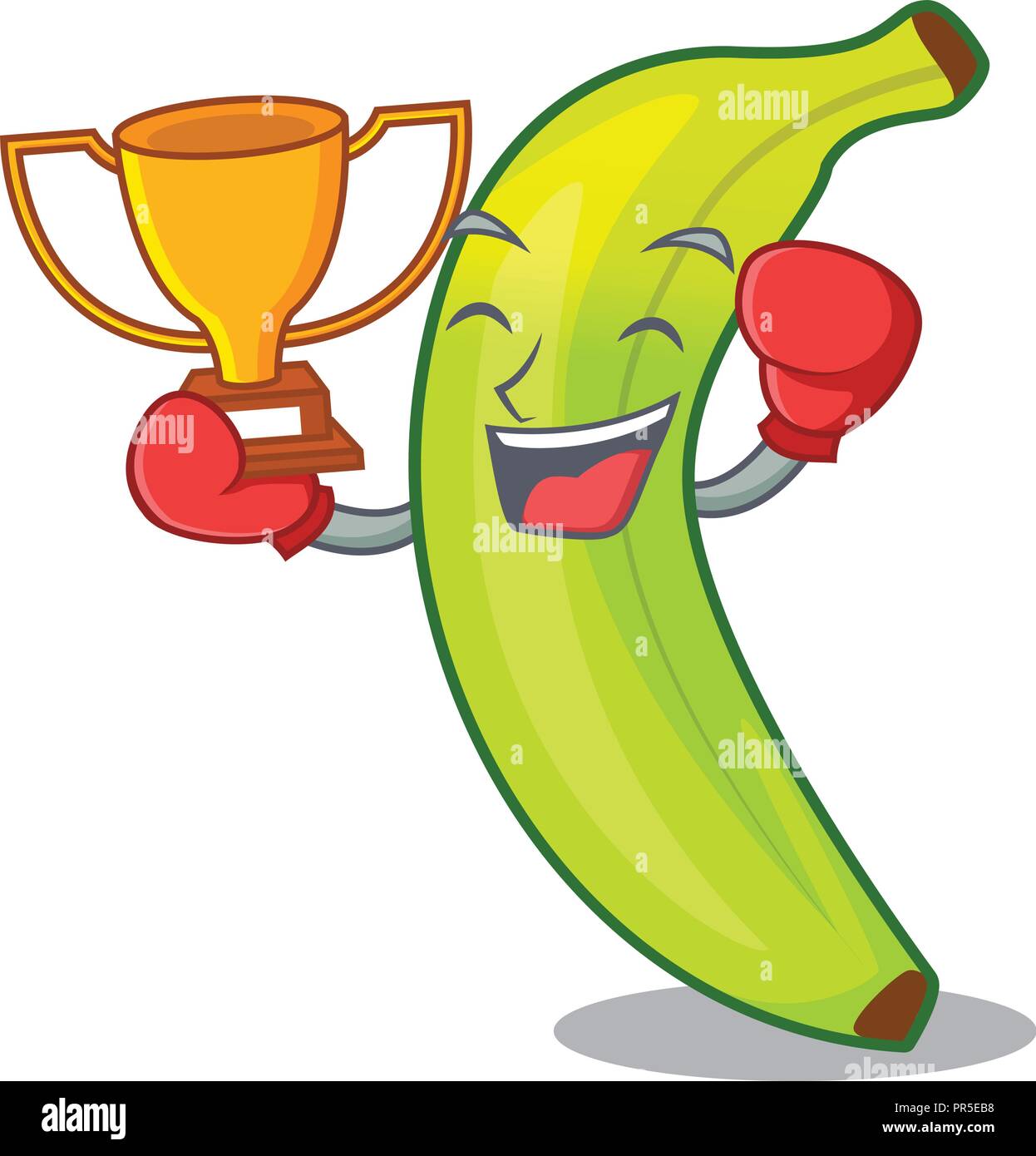 Boxing winner fruit green bananas isolated on mascot Stock Vector Image ...