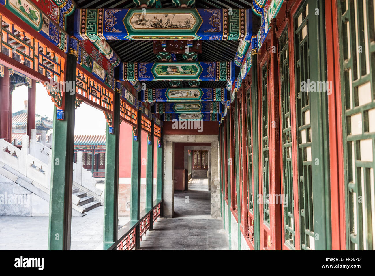Portico and colorful stairs of the summer palace of beijing, china ...