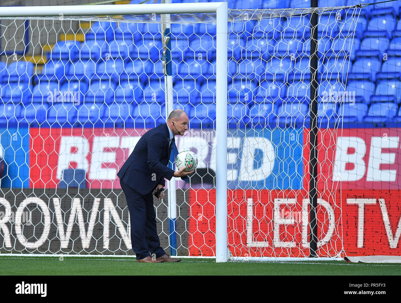 The match official checks goal line technology hi-res stock photography ...