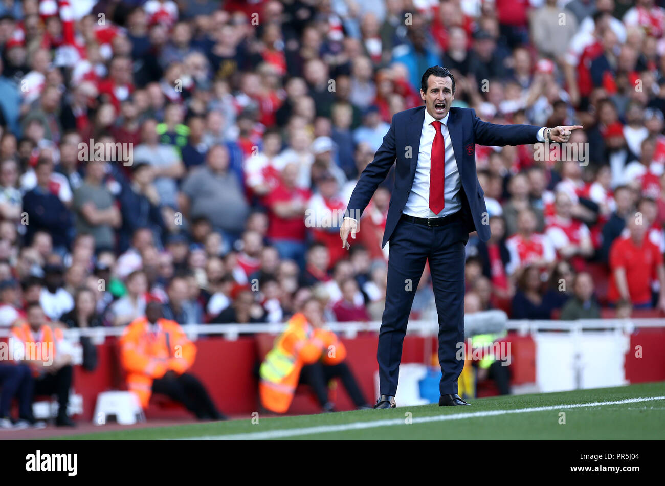 Arsenal manager Unai Emery on the touchline during the Premier League ...