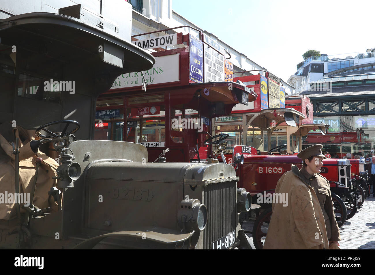 , The last four surviving B-type Battle Buses on display in Covent ...