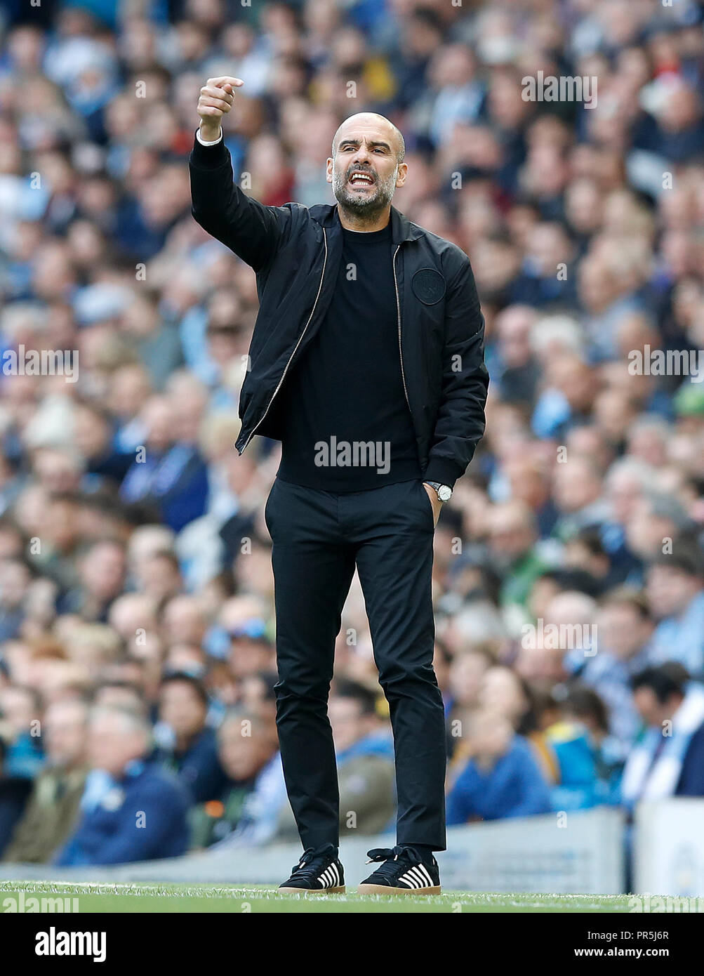 Manchester City manager Pep Guardiola on the touchline during the ...