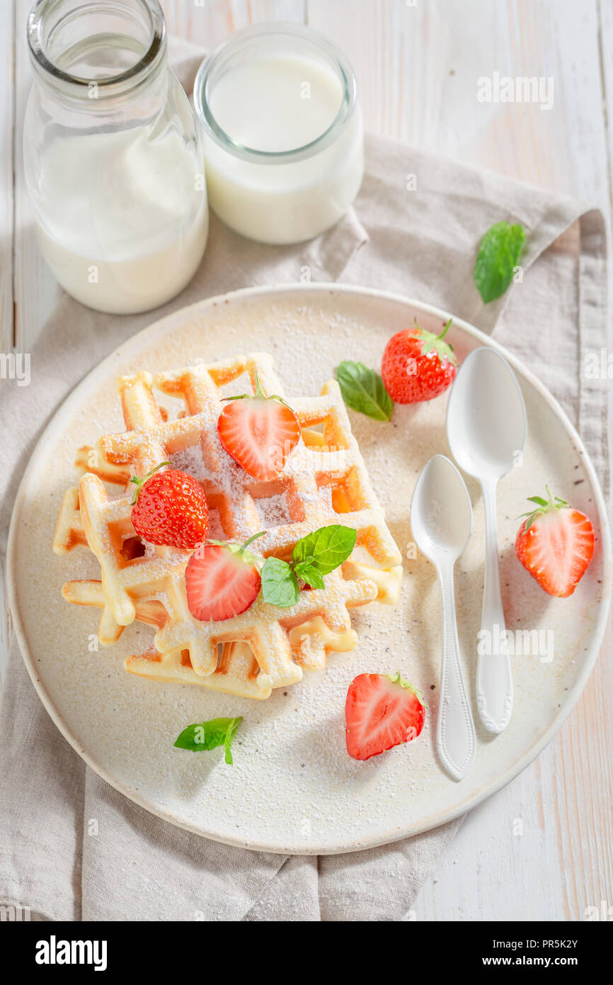 Fresh wafers sweet strawberries hi-res stock photography and images - Alamy