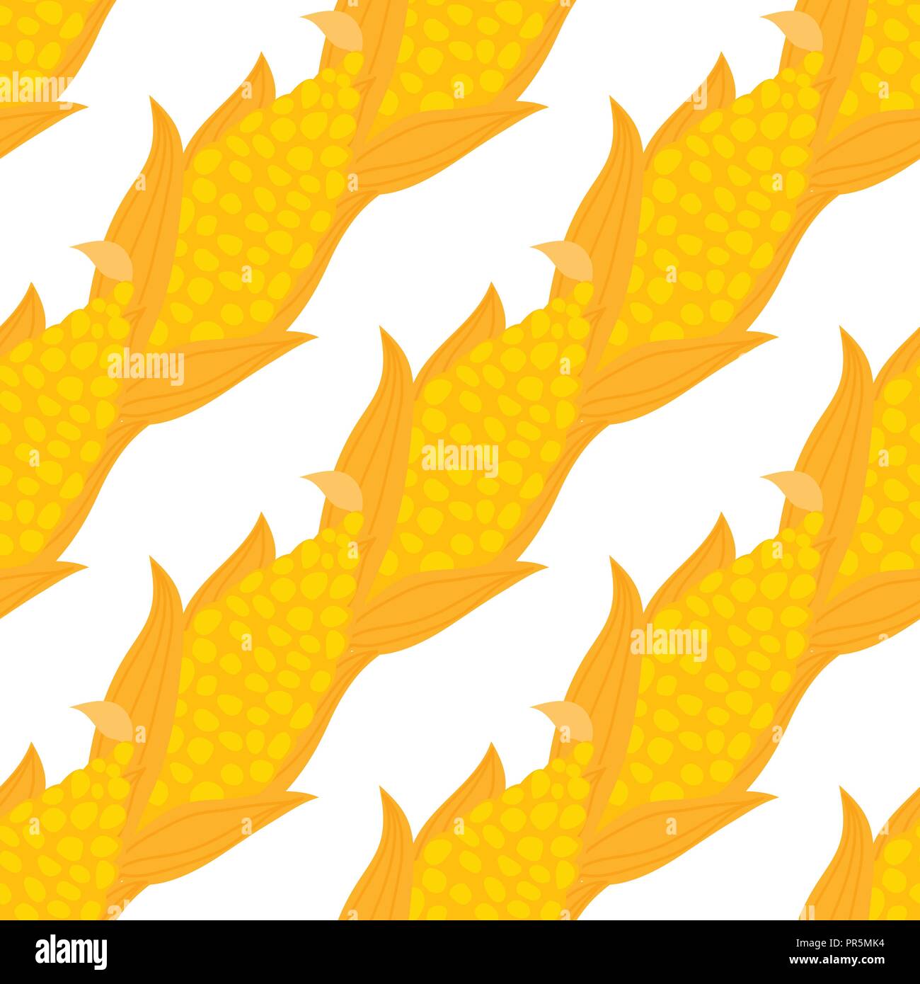 Cartoon ear of corn seamless pattern. Vector ilustration isolated on ...