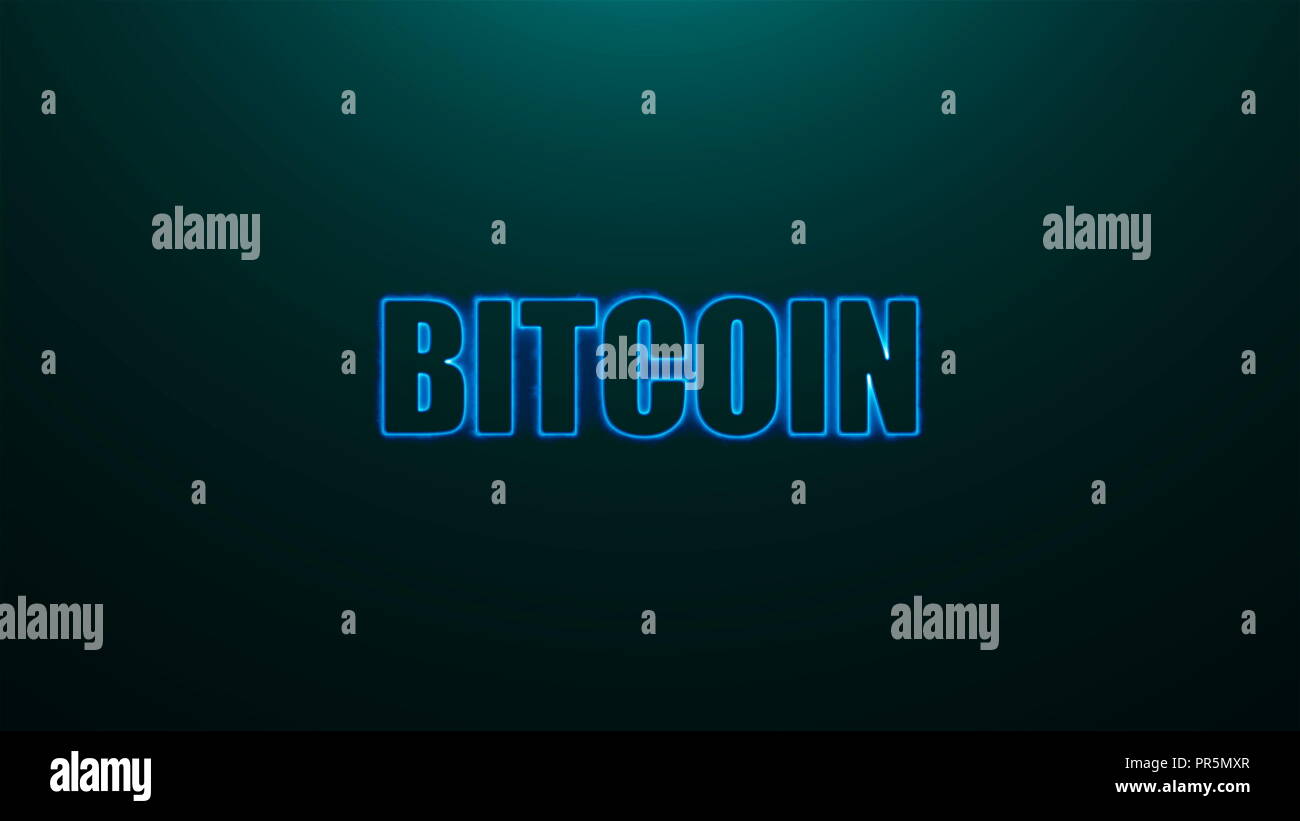 Letters of Bitcoin text on background with top light, 3d render background, computer generating ...